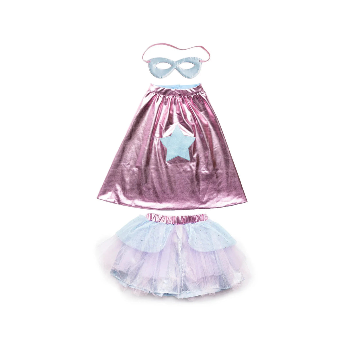 super duper tutu cape mask - metallic pink light blue – Dilly Dally Kids
