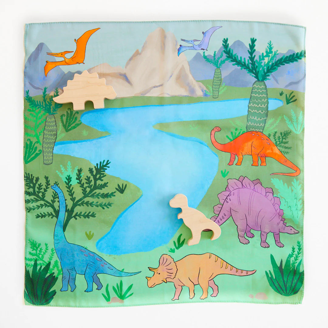 Sarah's Silks dinosaur playmap – Dilly Dally Kids