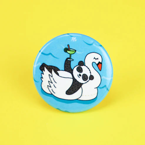pool party panda swan button – Dilly Dally Kids