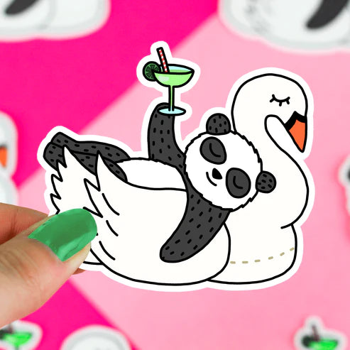pool party panda vinyl sticker – Dilly Dally Kids