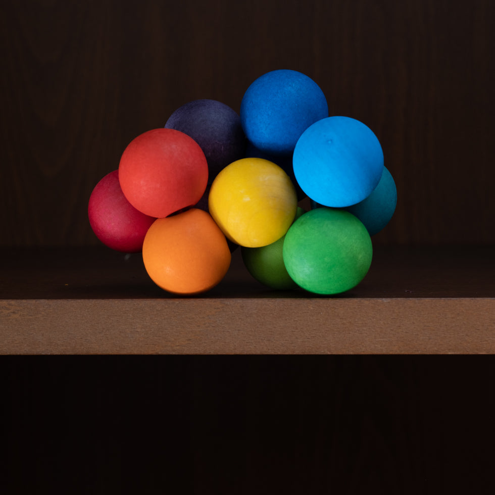 Grimm's mini rolling wheel with bells - rainbow – Dilly Dally Kids