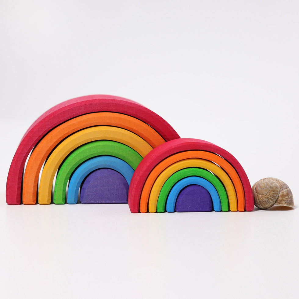 Grimm's medium wooden rainbow stacker – Dilly Dally Kids