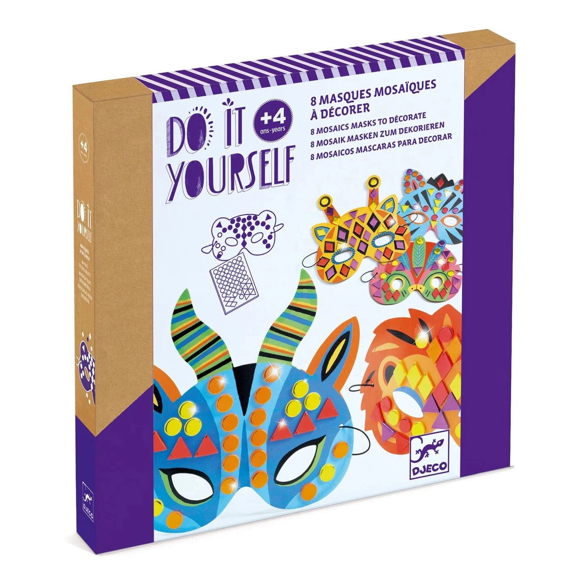 Djeco jungle animals DIY mosaic masks kit – Dilly Dally Kids