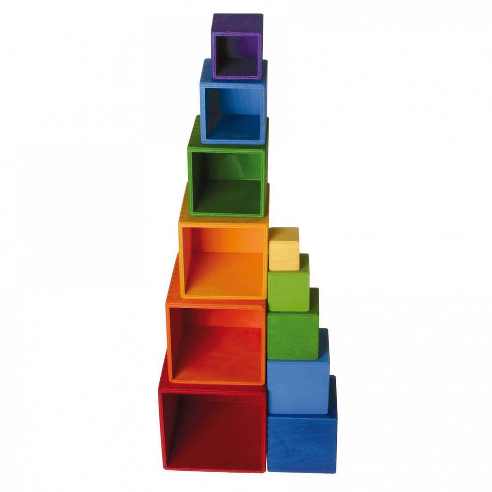 Grimm's large rainbow stacking boxes – Dilly Dally Kids
